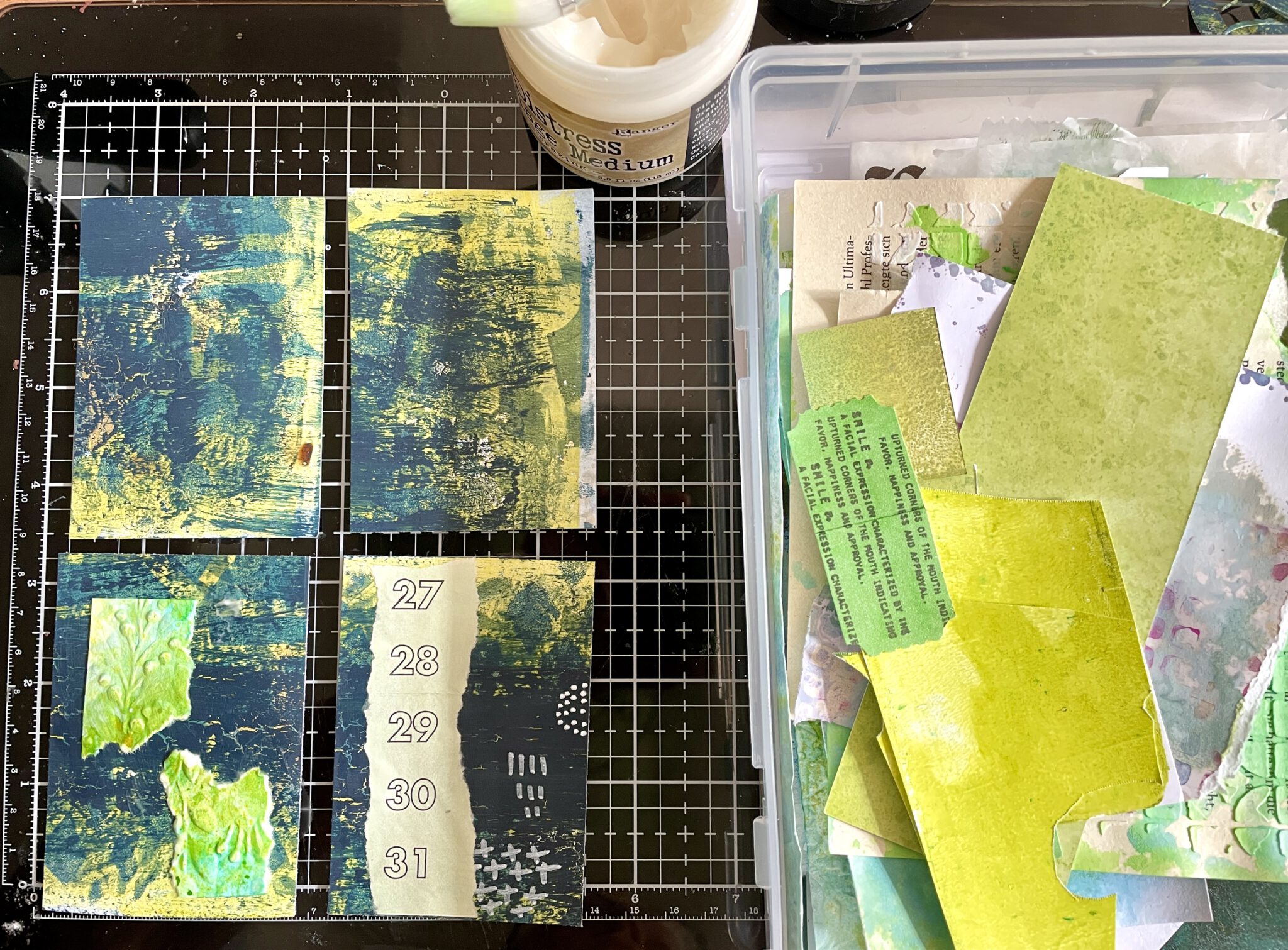 Neue Artist Trading Cards aus Gel Press Papieren und Collagen. Plus ein ...